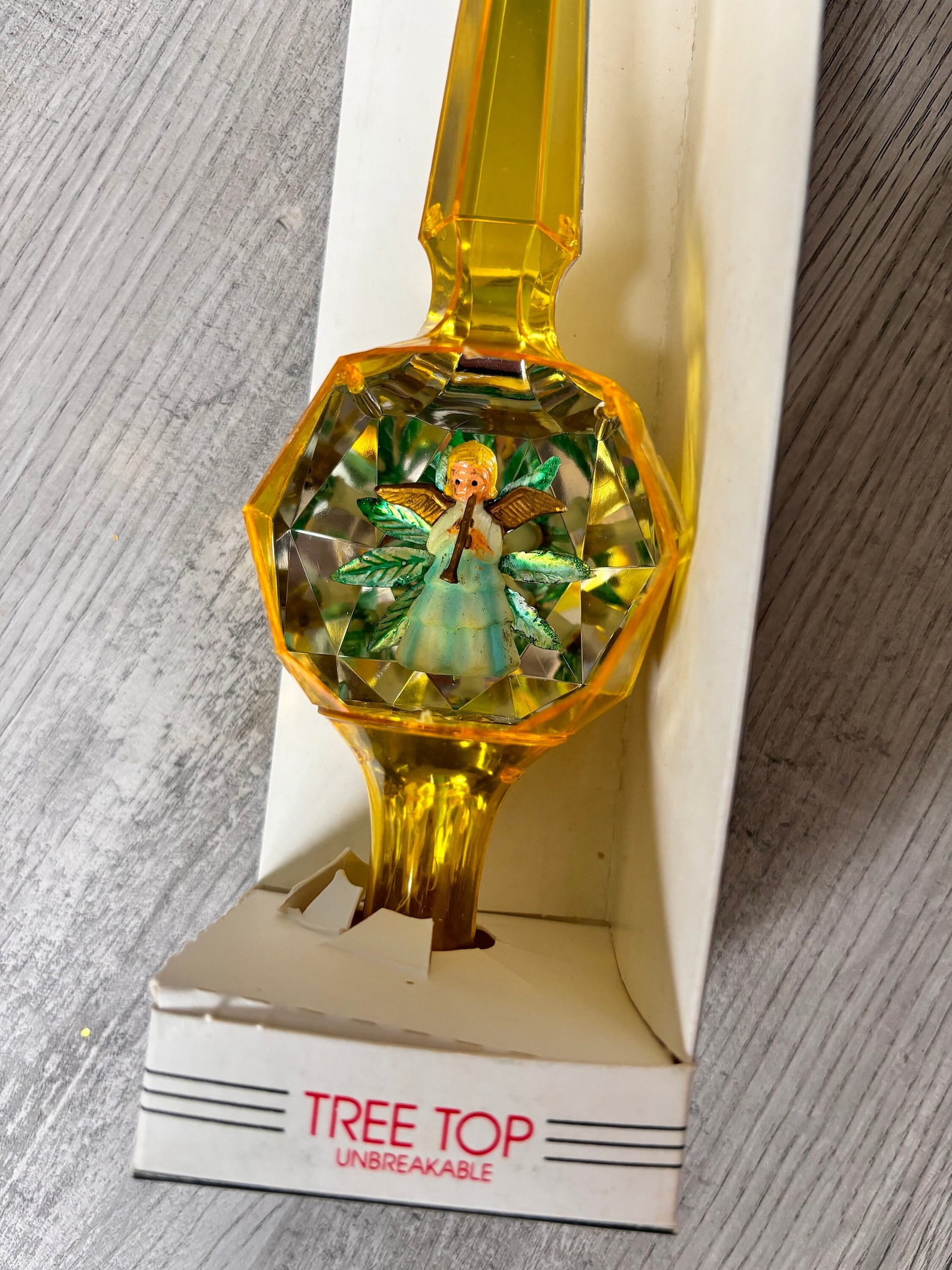 Vintage 1970's Jewel Brite Retro Tree Topper Gold Angel in Original ...