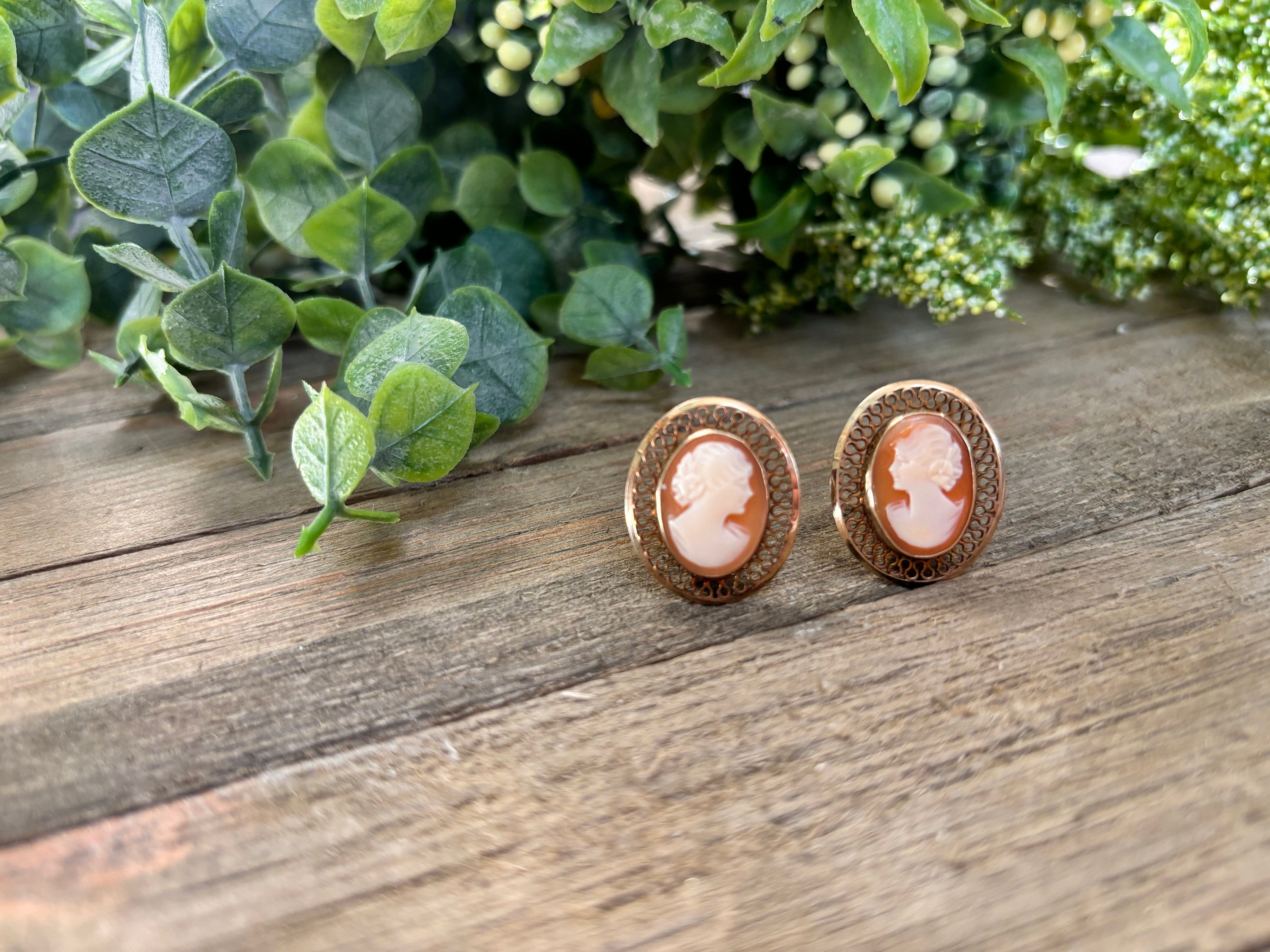 Vintage Cameo Locket Necklace and Earring Set - Etsy