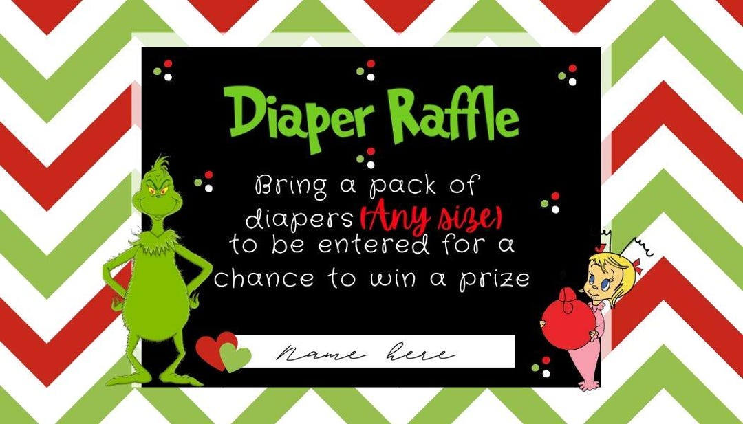 Digital Download Grinch Baby Shower Diaper Raffle Card (digital File ...
