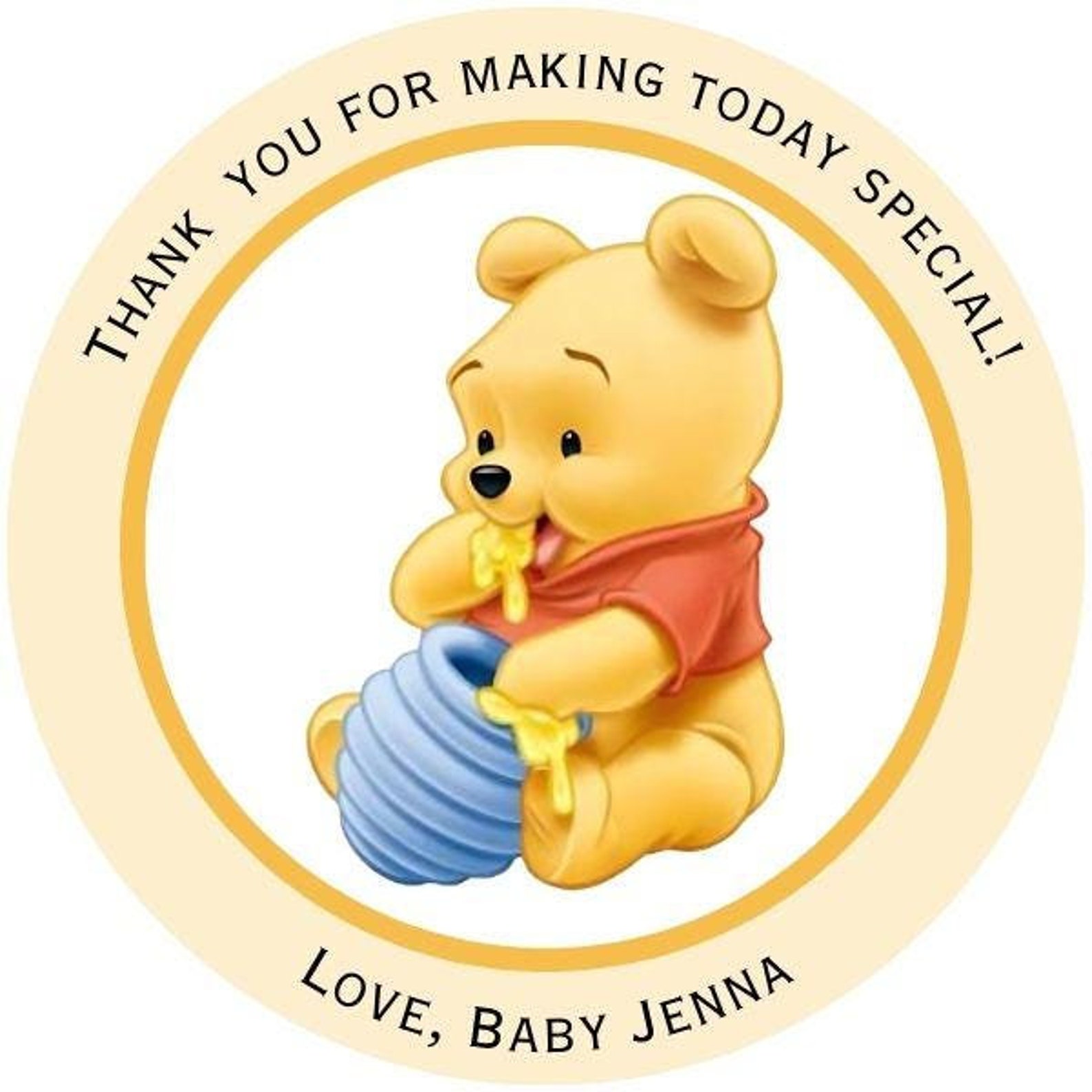 Custom Winnie the Pooh Baby Shower Stickers (digital Download) - Etsy