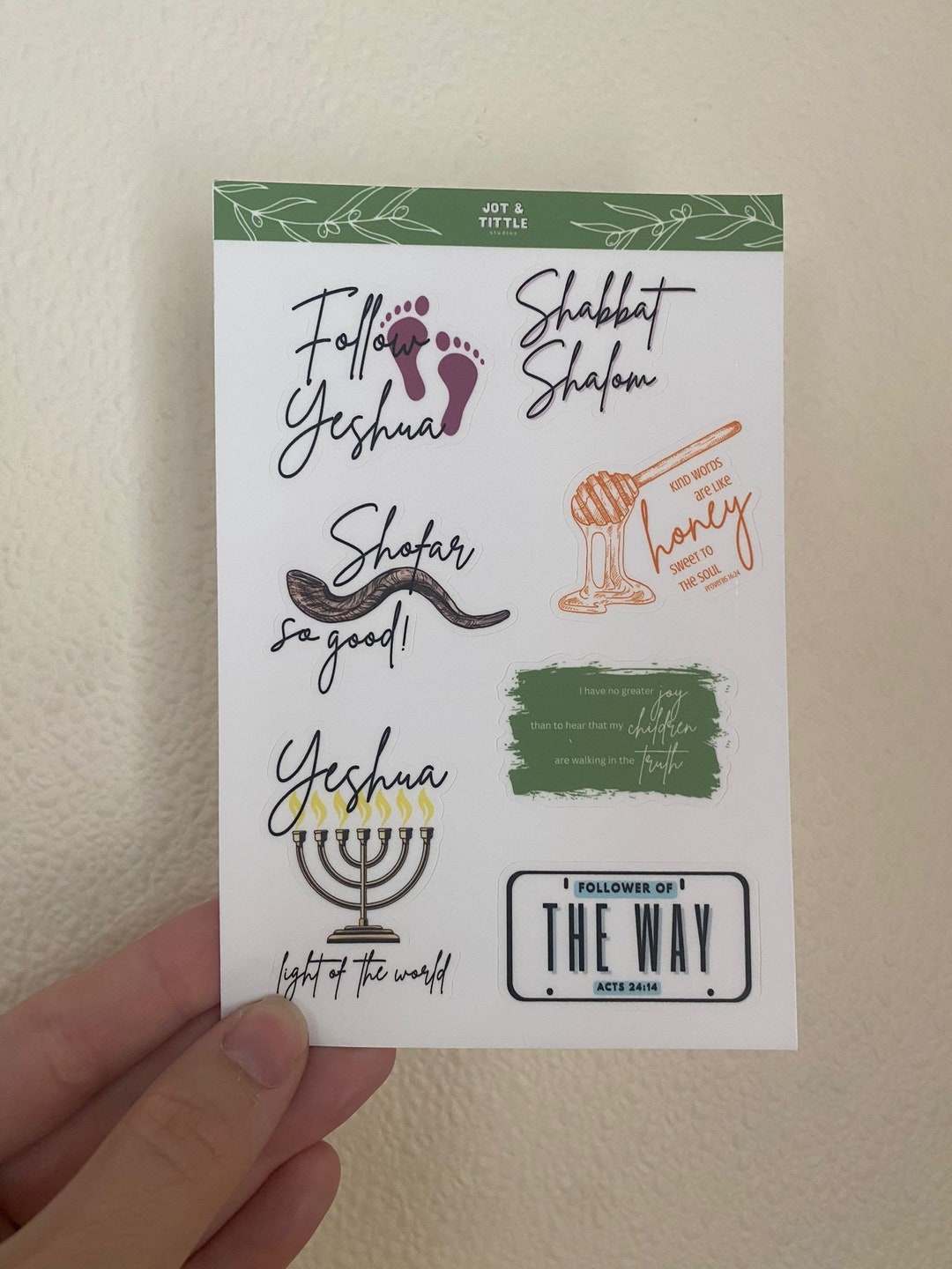 4x6" Sticker Sheet - Shalom, Yeshua, Shofar, Menorah, Bible, Messianic ...