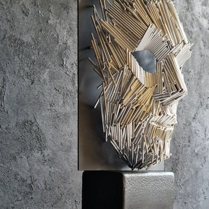 Metal Mask of Rods Sculpture Face Abstract Art Indoor Outdoor Abstract ...