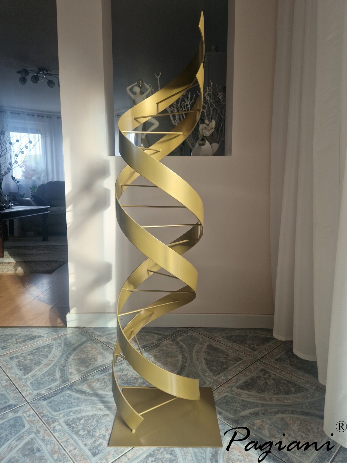 DNA Sculpture Gold Abstract Indoor Outdoor Art Large Garden Sculpture ...