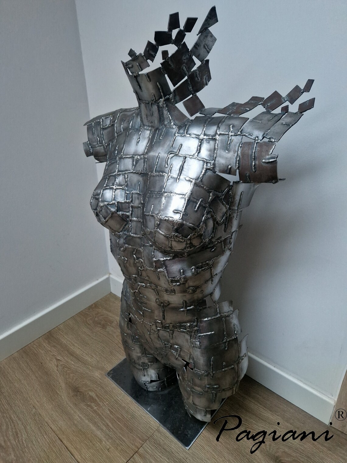 Industrial Metal Art Life size Torso Sculpture, Female Bust, Large ...