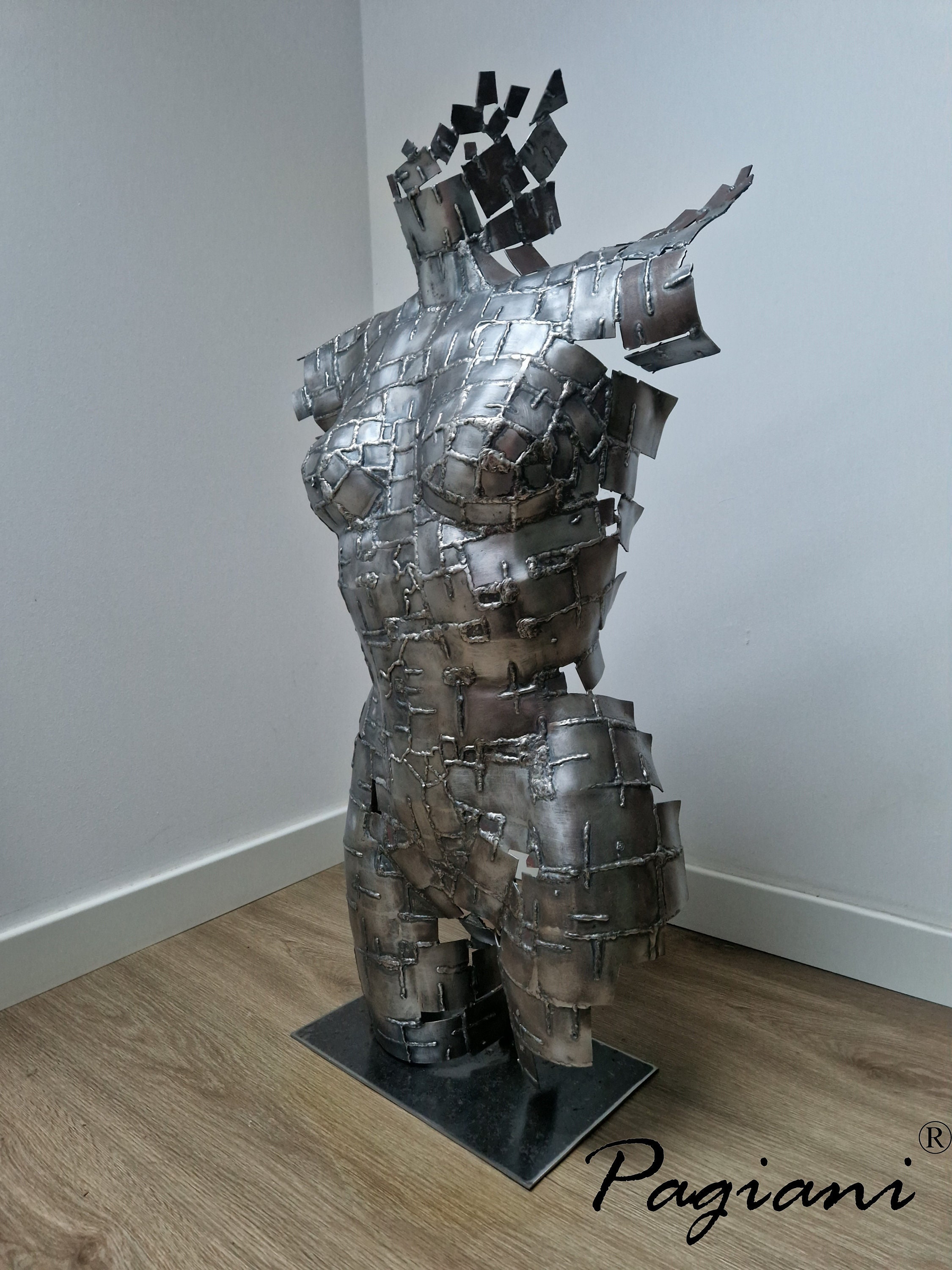Industrial Metal Art Life size Torso Sculpture, Female Bust, Large ...