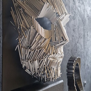 Metal Mask of Rods Sculpture Face Abstract Art Indoor Outdoor Abstract ...