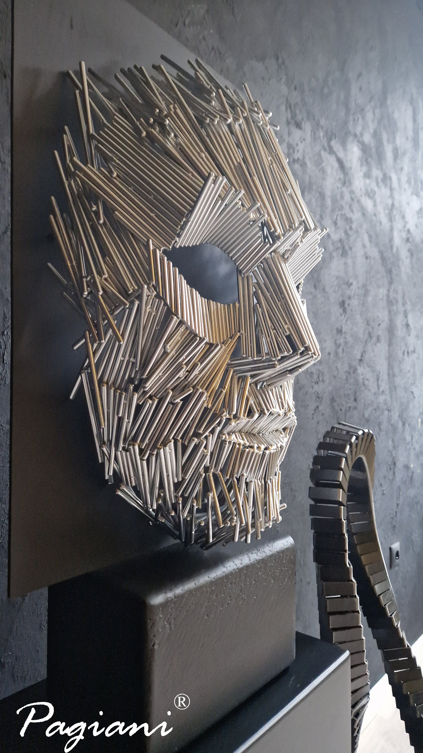 Metal Mask of Rods Sculpture Face Abstract Art Indoor Outdoor Abstract ...