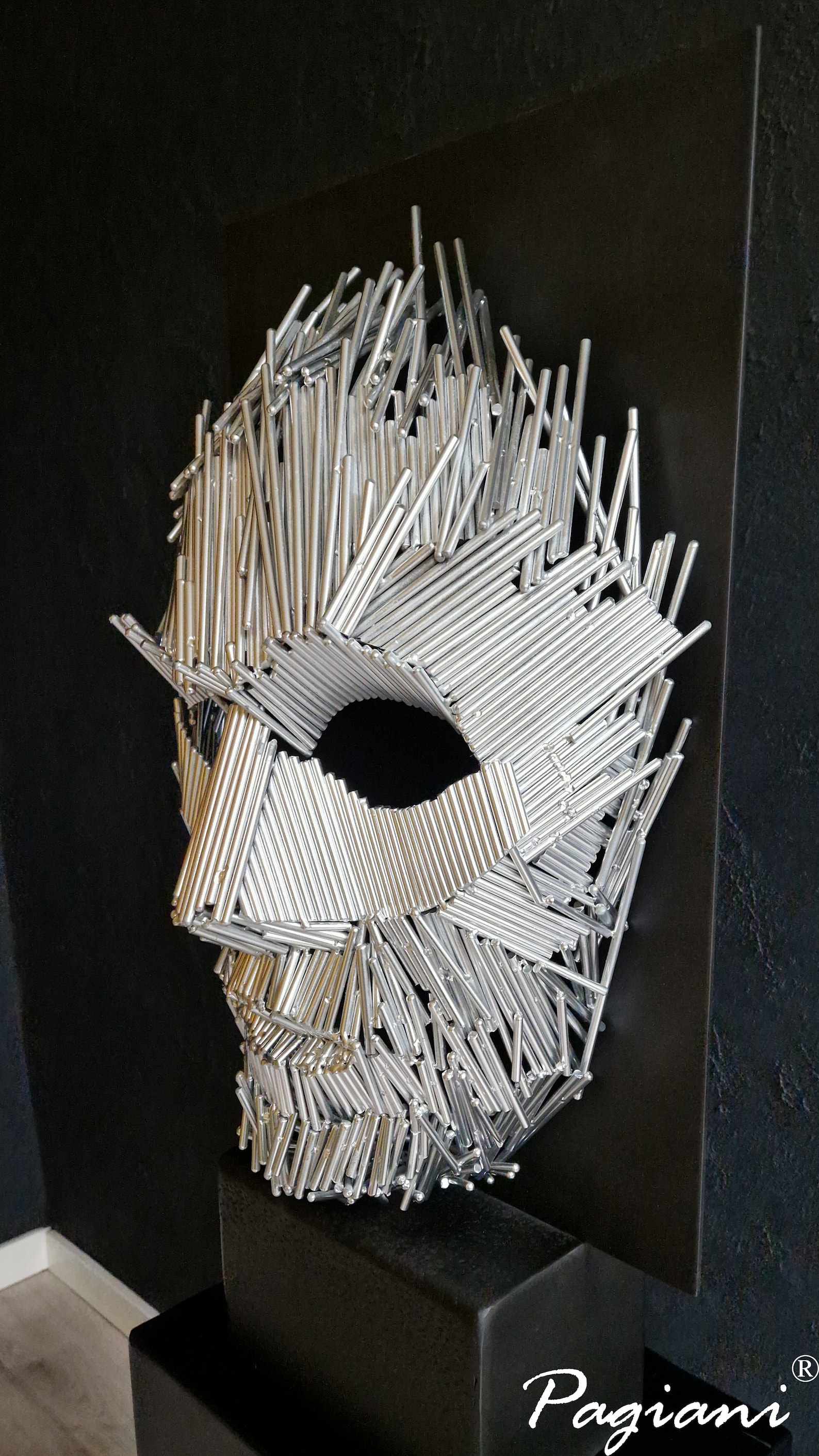 Metal Mask of Rods Sculpture Face Abstract Art Indoor Outdoor Abstract ...