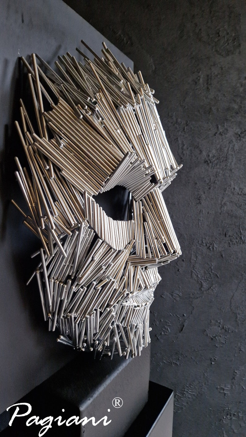 Metal Mask of Rods Sculpture Face Abstract Art Indoor Outdoor Abstract ...