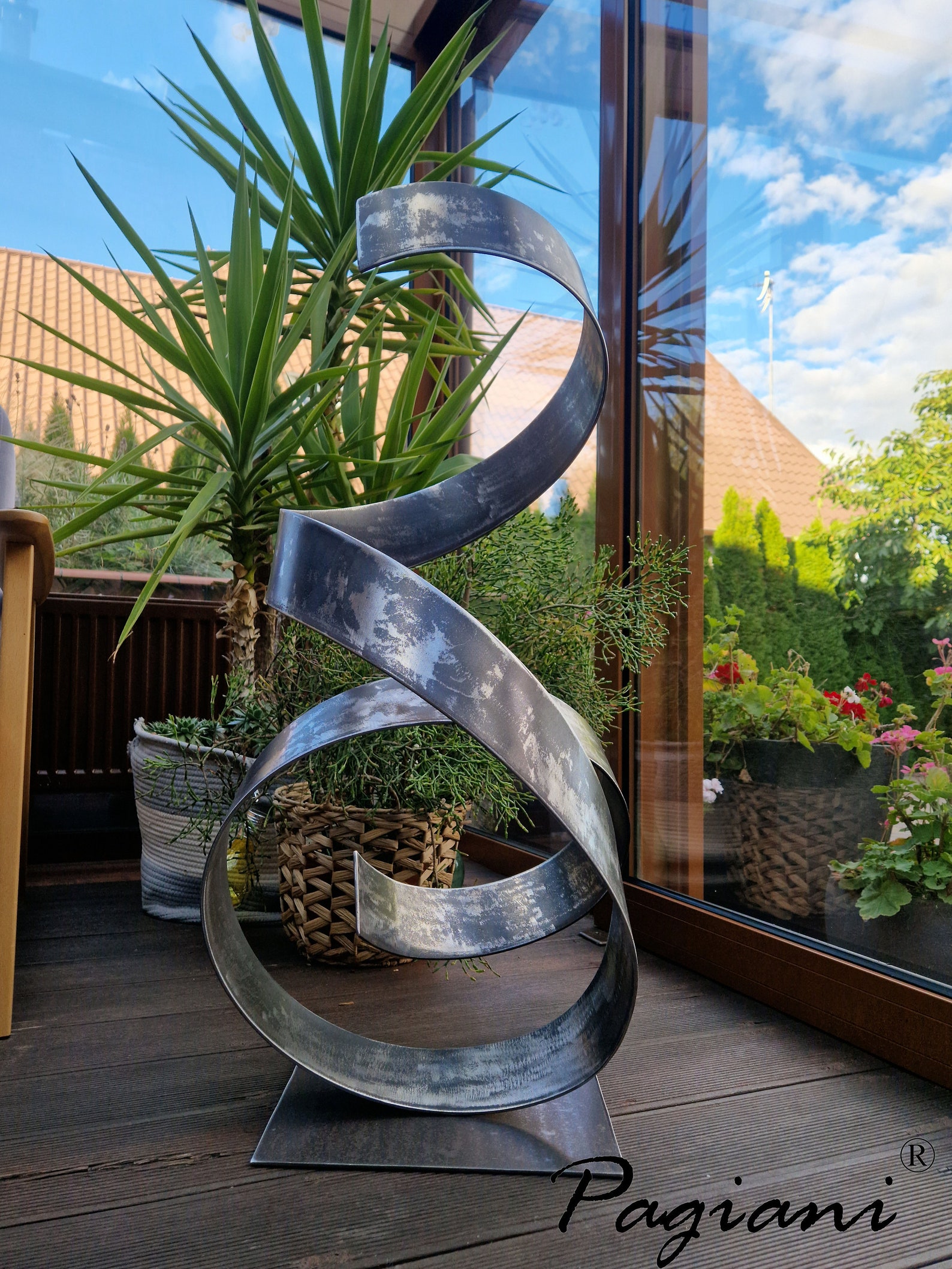 Abstract Indoor Outdoor Art, Garden Sculpture, Spiral Abstract, Steel ...