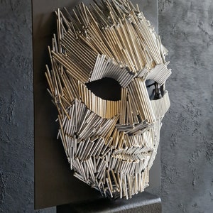 Metal Mask of Rods Sculpture Face Abstract Art Indoor Outdoor Abstract ...