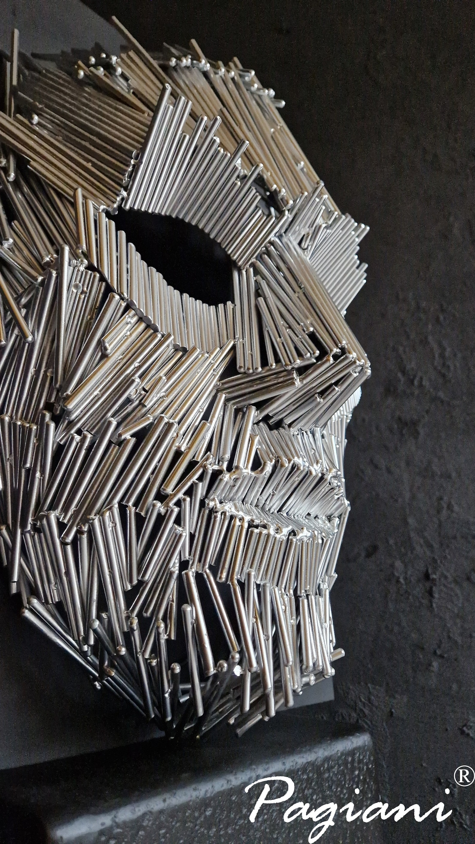 Metal Mask of Rods Sculpture Face Abstract Art Indoor Outdoor Abstract ...