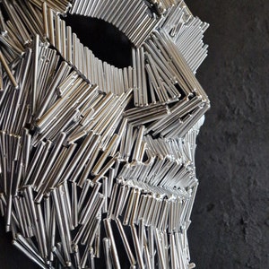 Metal Mask of Rods Sculpture Face Abstract Art Indoor Outdoor Abstract ...