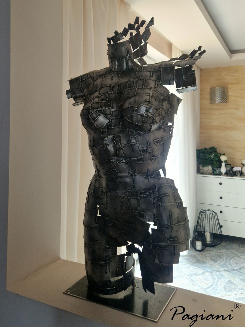 Industrial Metal Art Life Size Torso Sculpture, Female Bust, Large ...
