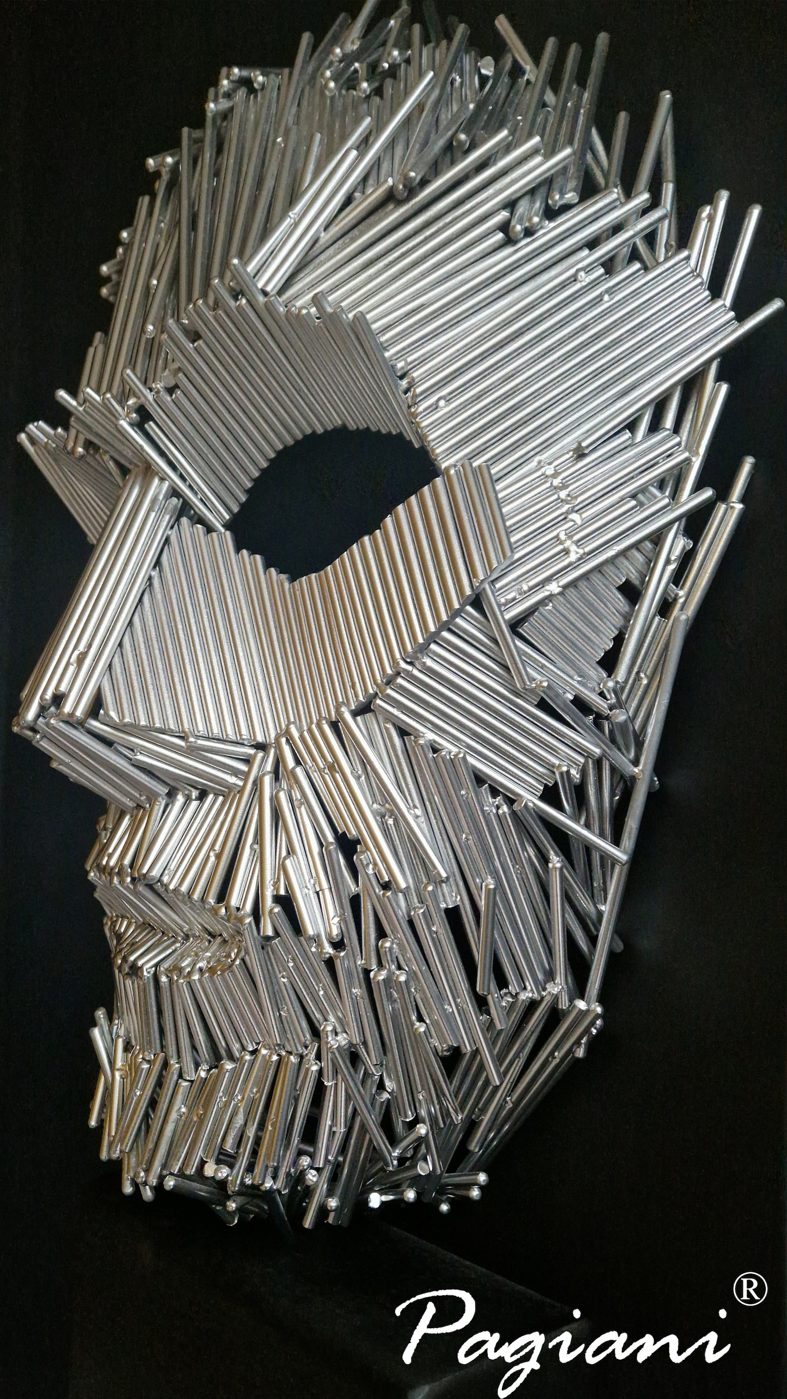 Metal Mask of Rods Sculpture Face Abstract Art Indoor Outdoor Abstract ...