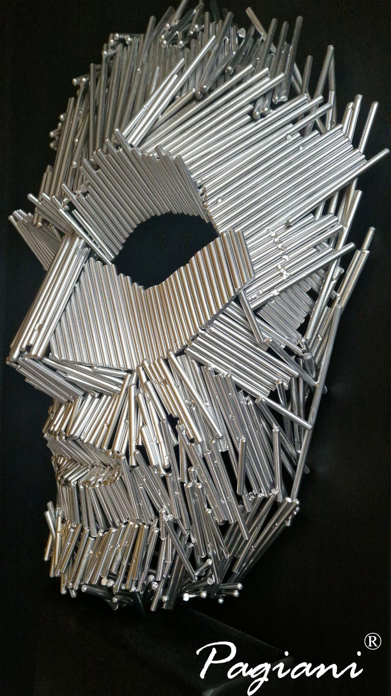Metal Mask of Rods Sculpture Face Abstract Art Indoor Outdoor Abstract ...