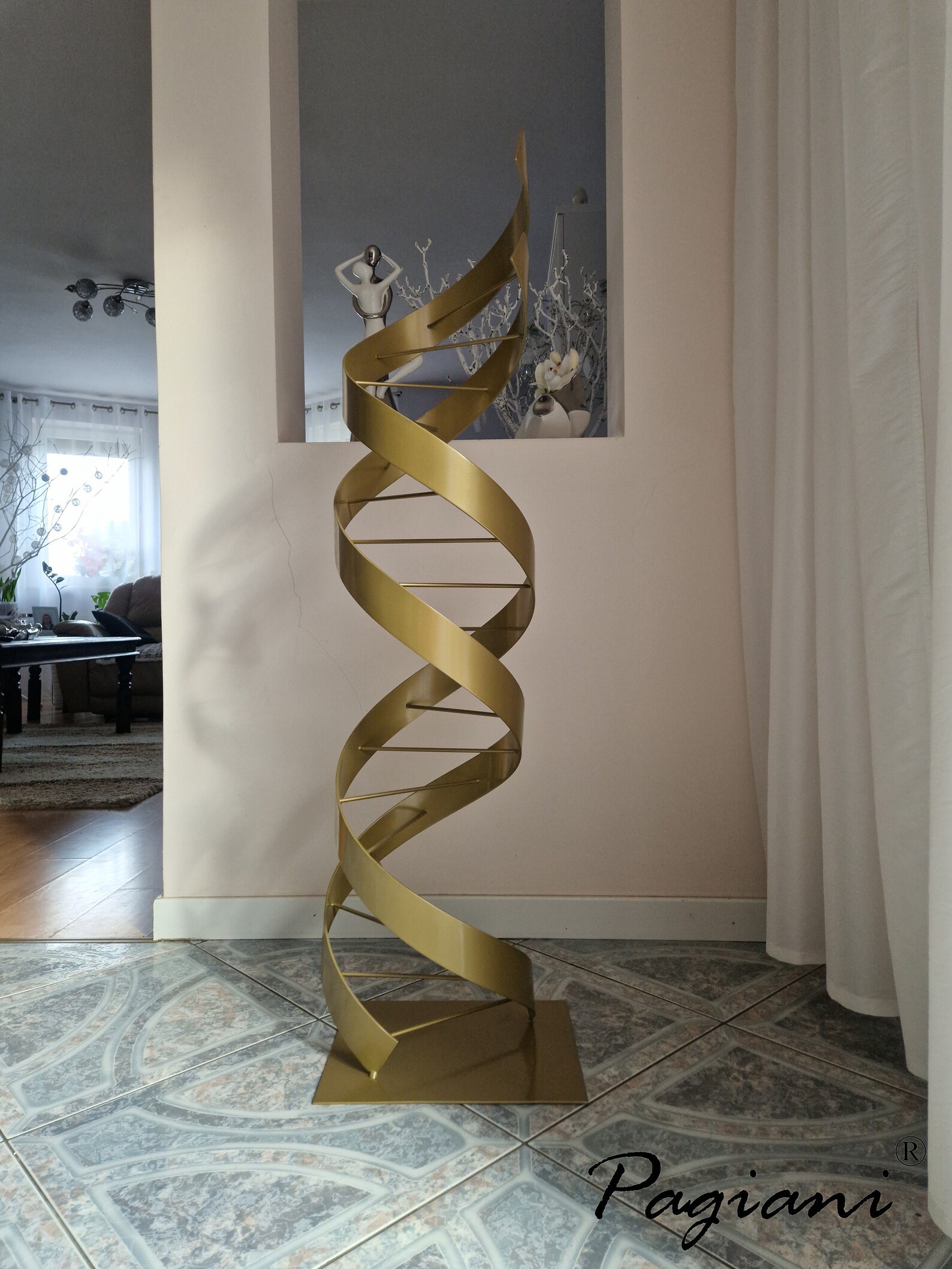 DNA Sculpture Gold Abstract Indoor Outdoor Art Large Garden Sculpture ...