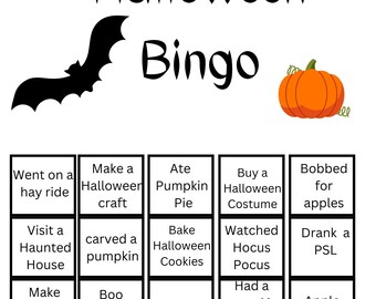 Halloween Bingo Card - Etsy