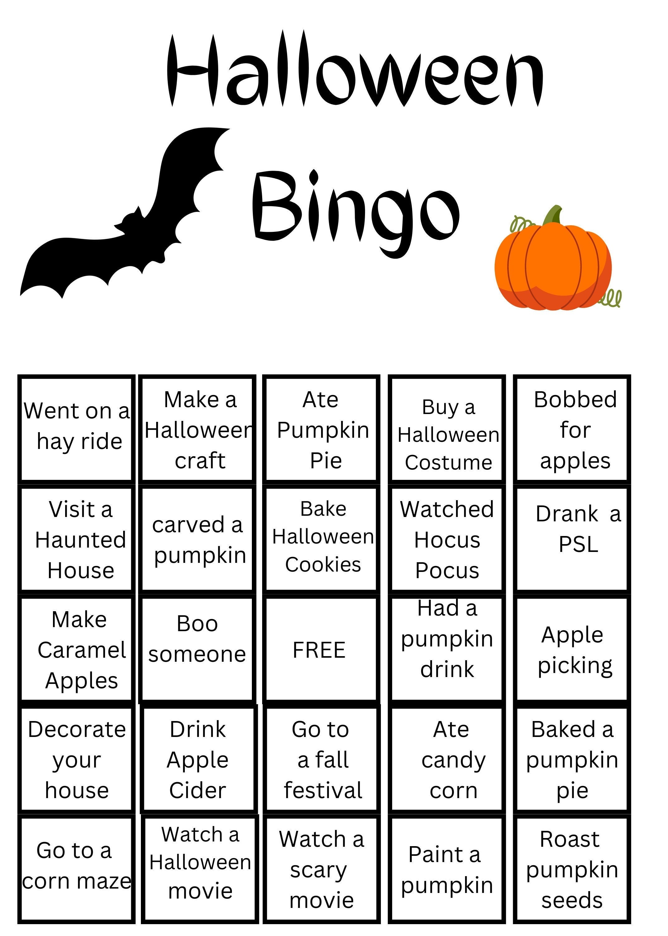Halloween Bingo Card - Etsy