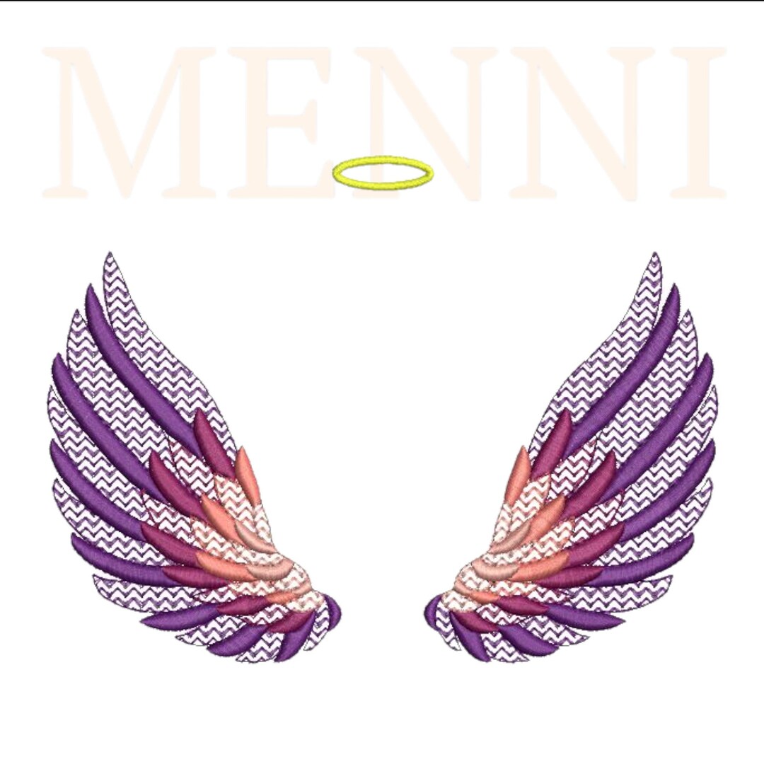 Angel Wings Machine Embroidery Design, Colorful File, Instant Download ...