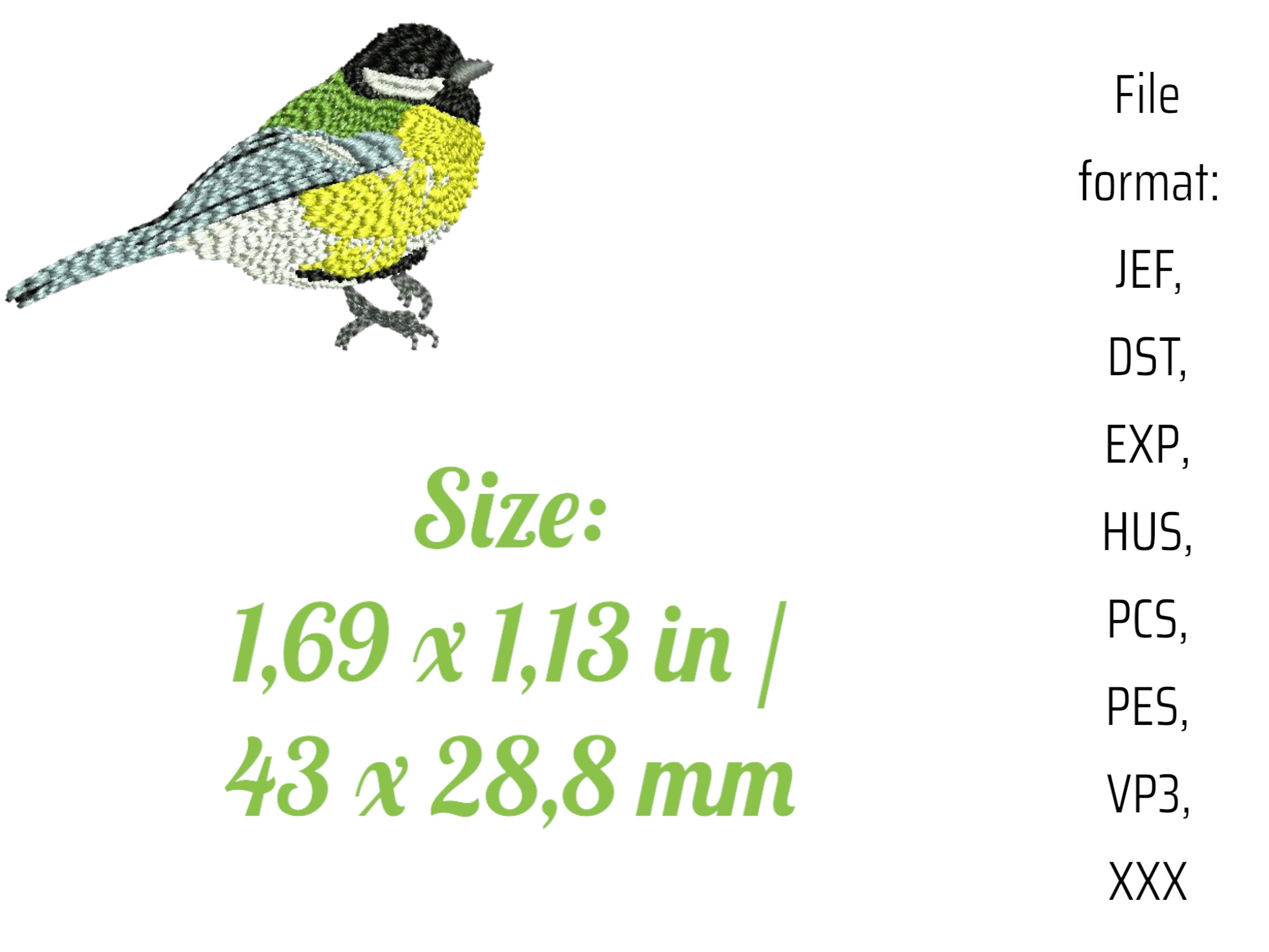 Titmouse Machine Embroidery Design, Tit File, Titmice Design, Bird ...