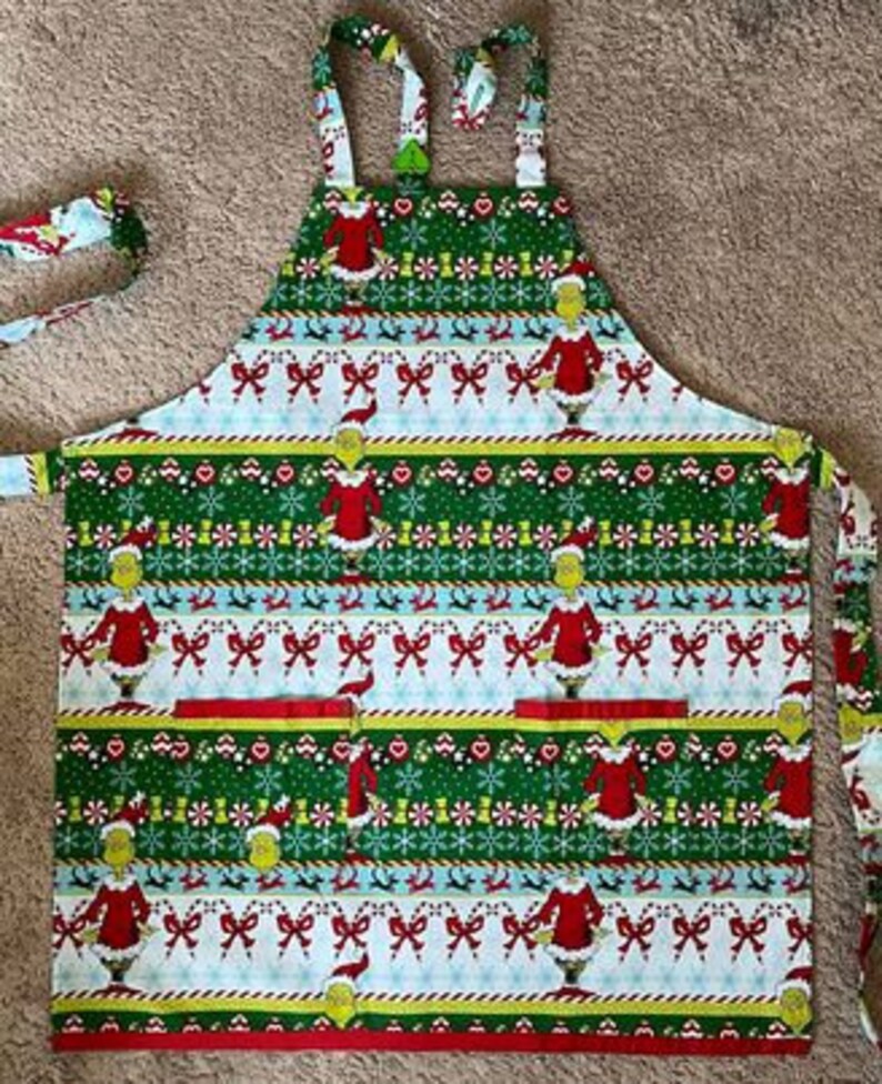 Chef Apron, Christmas, Grinch - Etsy