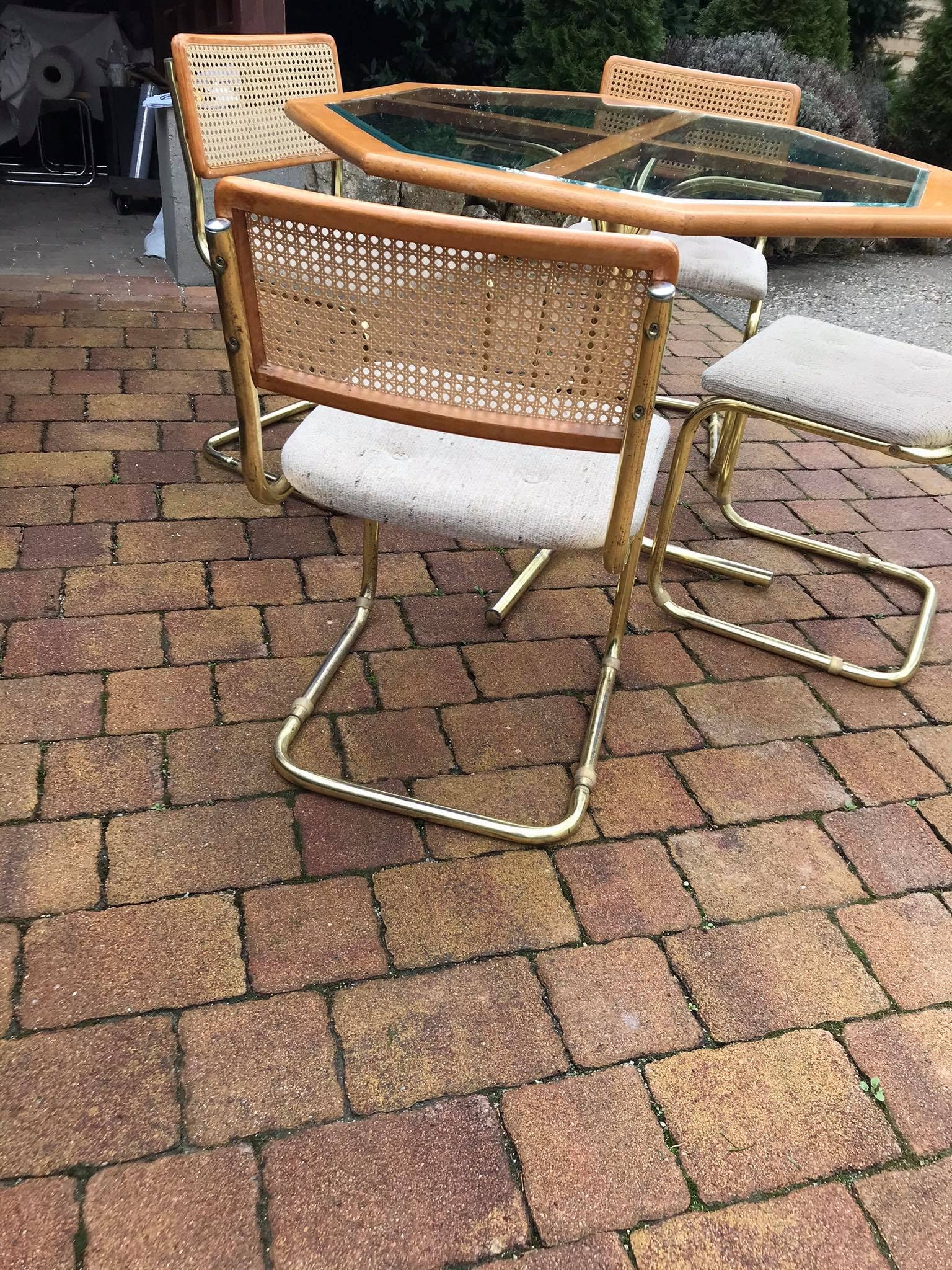 Octagonal Brass & Glass Dining Table and 4 Chairs - Etsy
