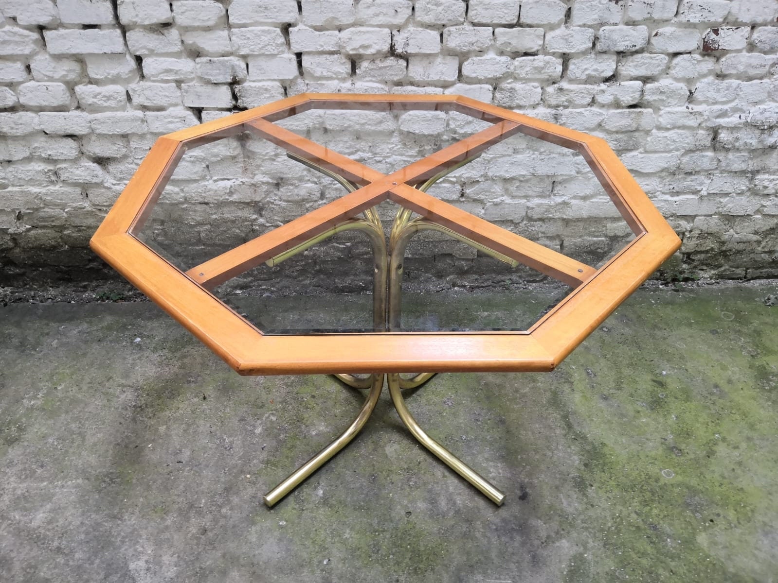 Octagonal Brass & Glass Dining Table and 4 Chairs - Etsy