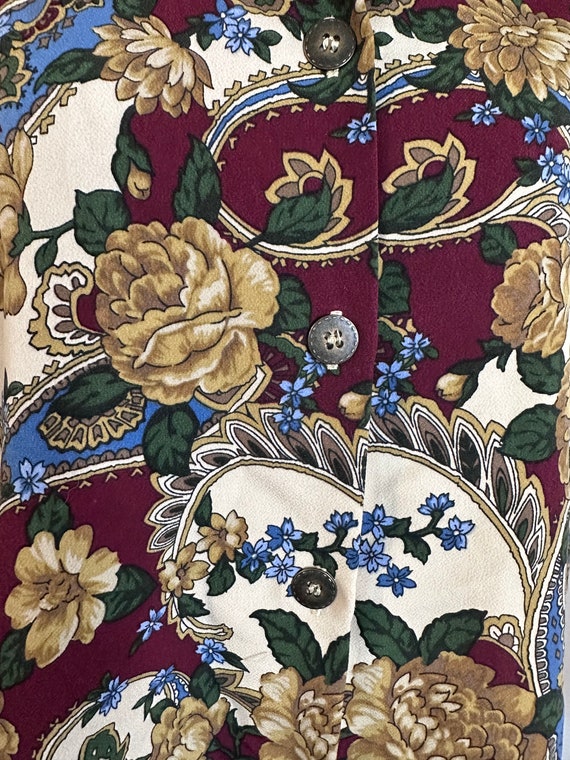 Vintage 1980’s Maroon Floral Print button down • BonW… - Gem