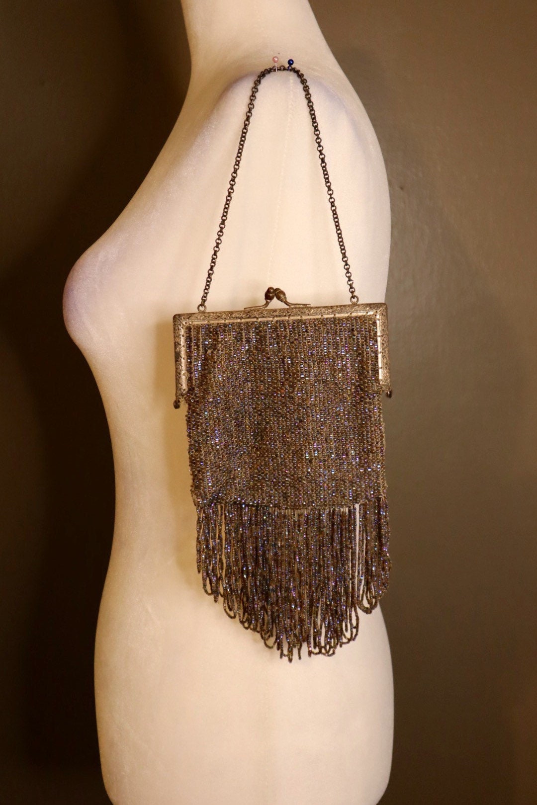 1920’s Evening Bag RARE Vintage Iridescent Gray/purple/blue Beaded With ...