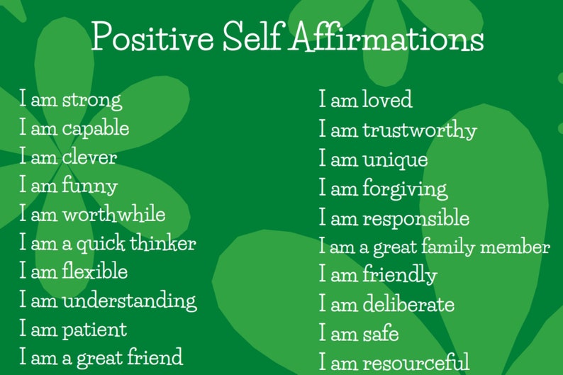 Positive Self Affirmation Poster Green Flowers - Etsy