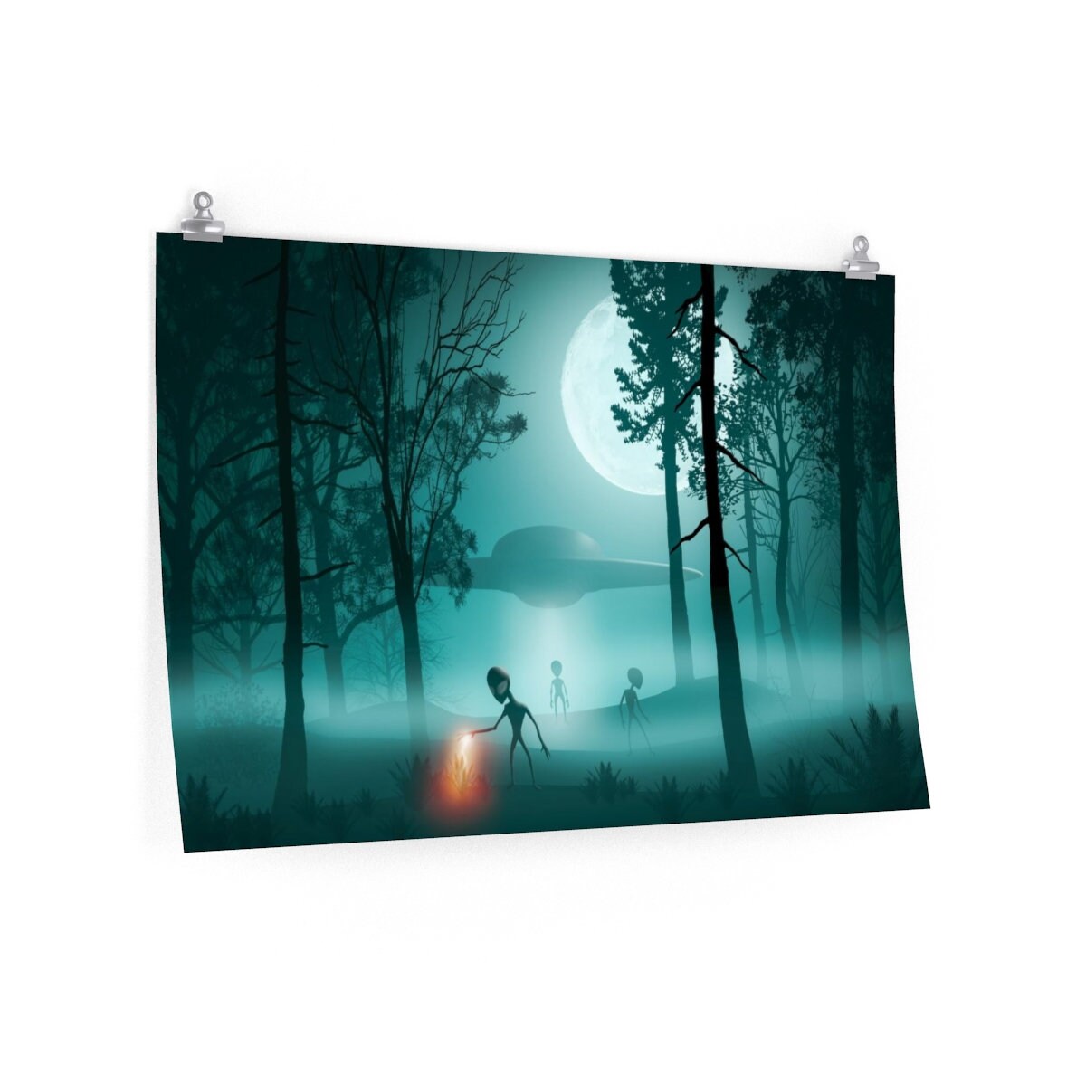 UFO Alien Poster, 18x12 30x20 36x24 UFO Alien Abduction Poster, Matte ...