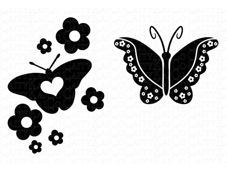 Butterfly Svg Bundle of 12, Butterflies, Retro Flowers, Hearts, Clipart ...