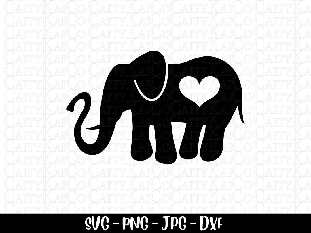 Elephant Svg, Elephant Heart Svg, Elephant Silhouette Clipart, Cut File ...