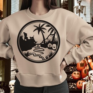 Tropical Witch Svg, Witchy Beach Svg, Halloween Beach Scene Svg, Black ...