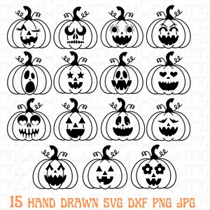 Jack O Lantern Svg Bundle of 15, Halloween Svg Bundle, Pumpkin Face Svg ...
