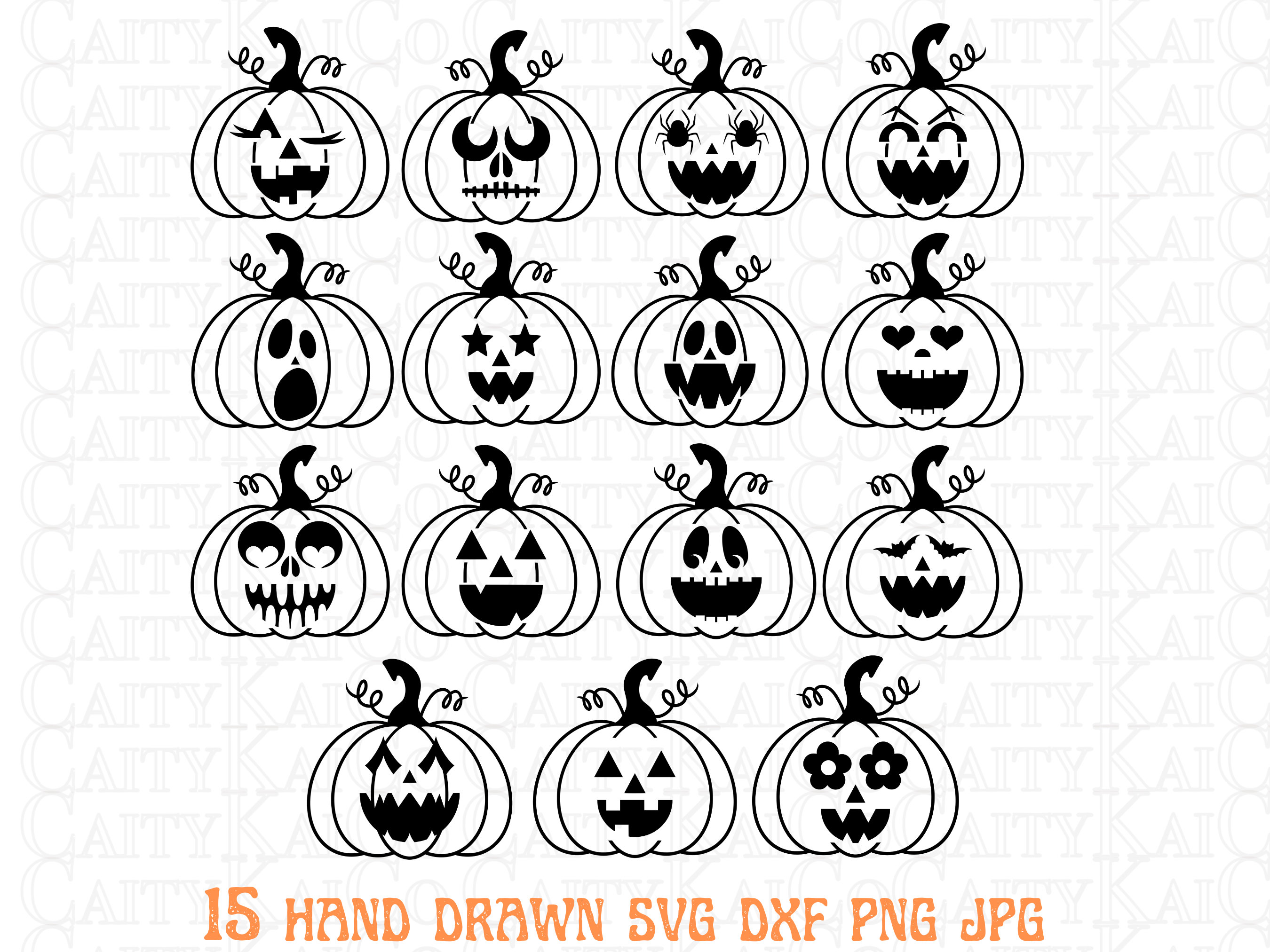 Jack O Lantern Svg Bundle of 15 Halloween Svg Bundle Pumpkin - Etsy