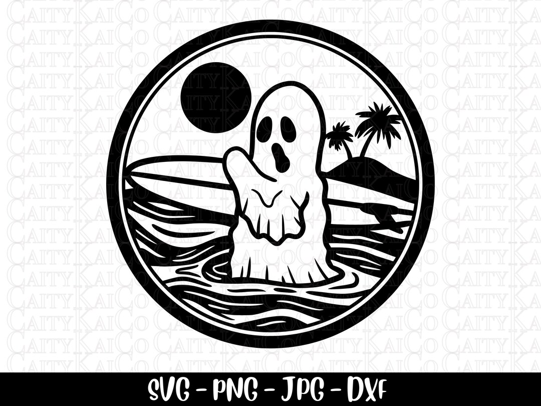 Halloween Ghost Surfer Svg, Funny Ghost Svg, Spooky Surfing Svg ...