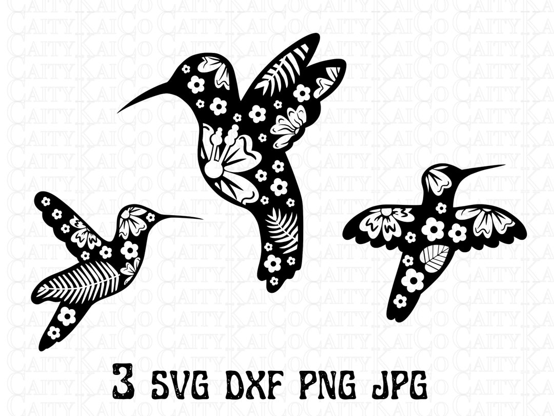 Hummingbird Svg Bundle of 3, Hummingbird Flowers & Leaves Svg ...