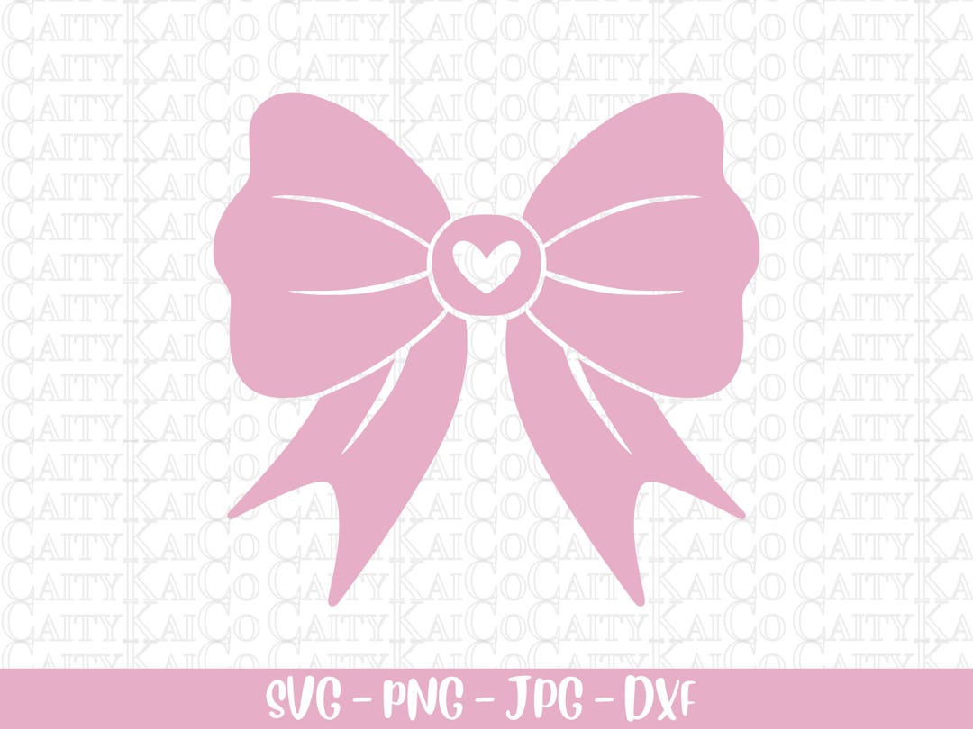 Pink Bow Svg, Valentine’s Day Bow Svg, Coquette Aesthetic, Heart Ribbon ...