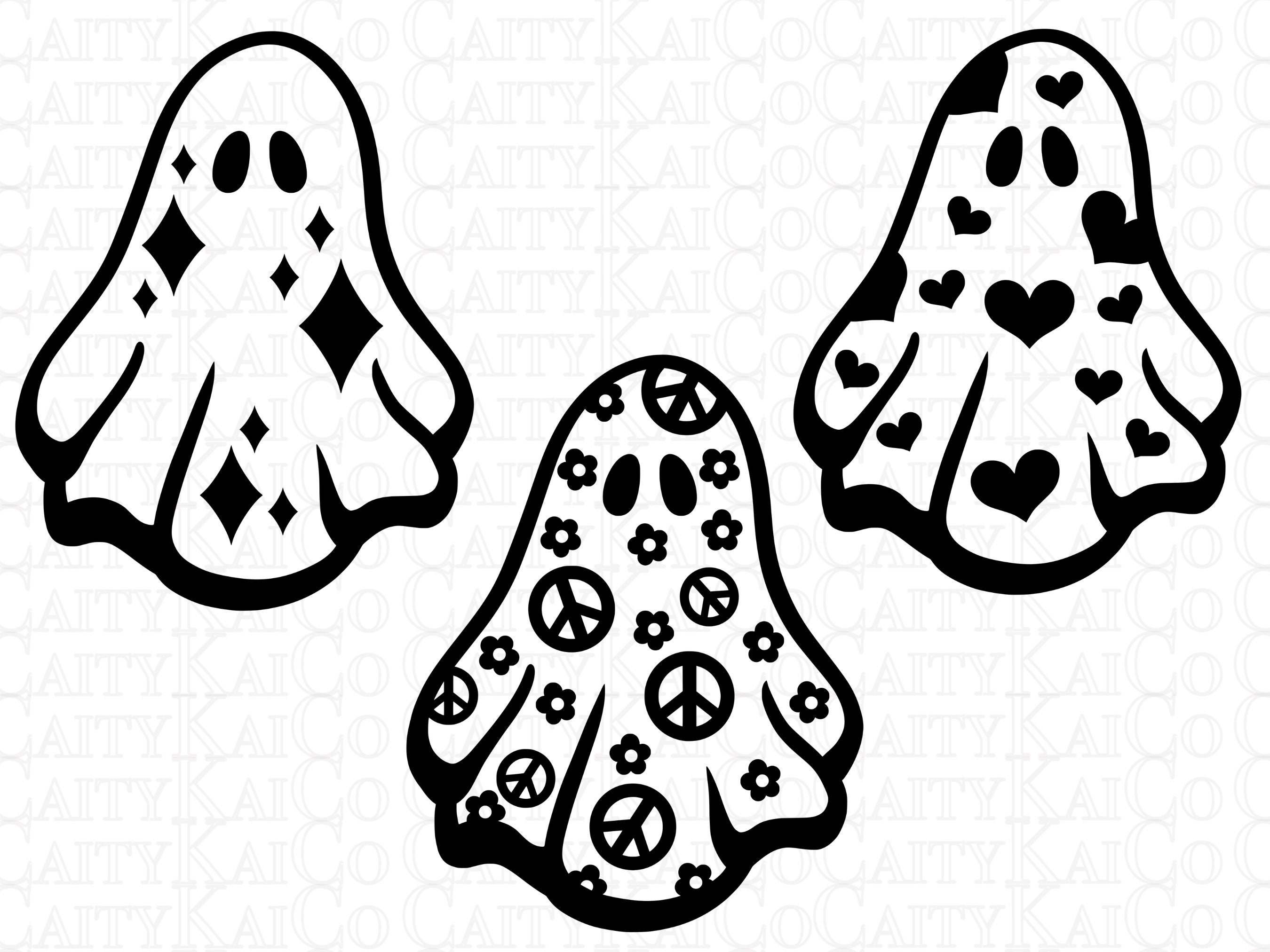 Ghost Svg Bundle of 17, Halloween Svg Bundle, Daisy Ghost Svg, Retro ...
