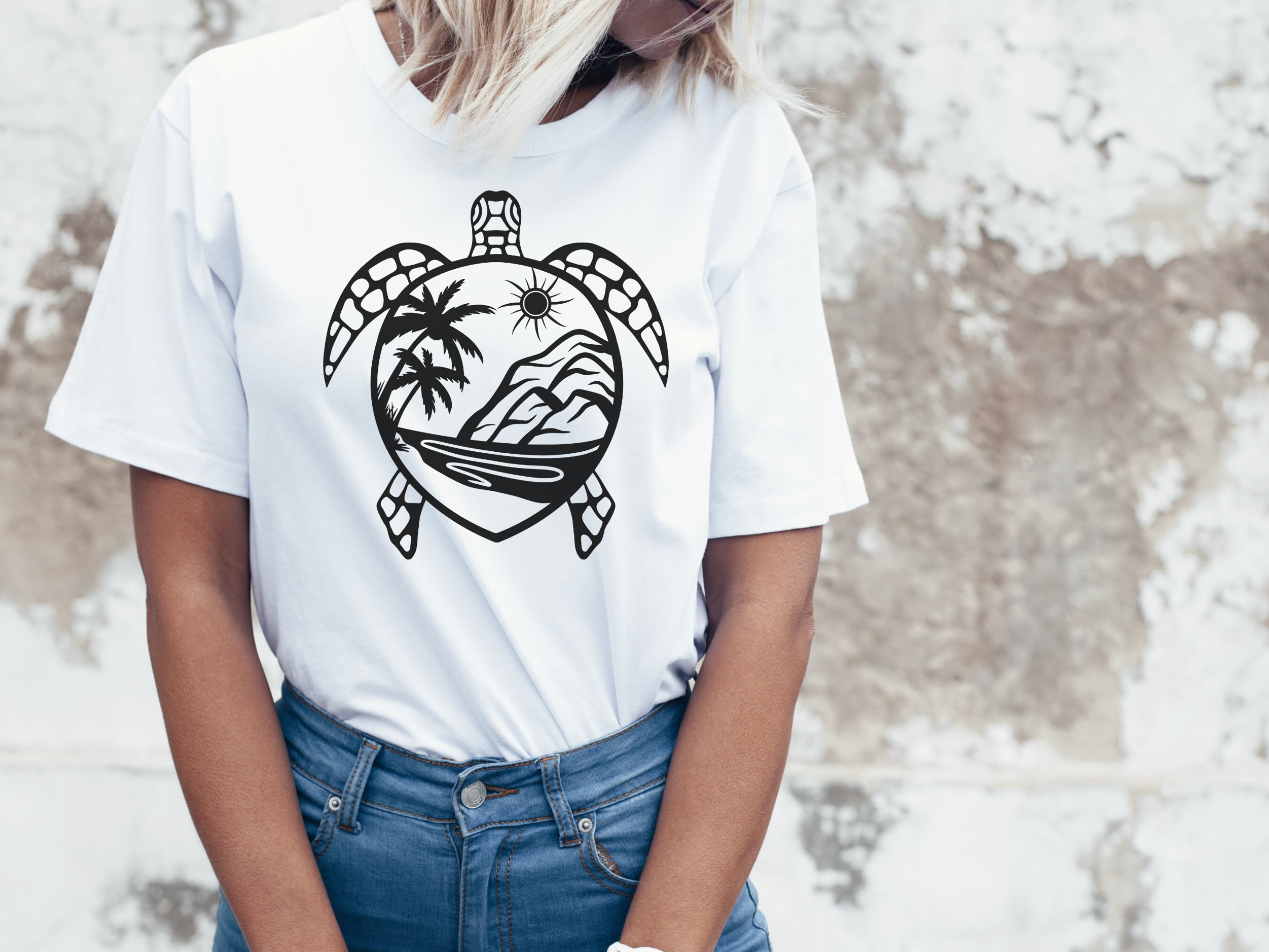 Sea Turtle Svg, Tropical Beach Scene Svg, Shirt Design, Svg Cut File ...