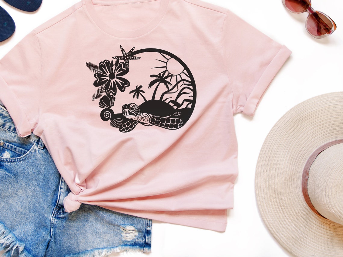 Sea Turtle Svg Tropical Island Beach Scene Svg Beach Svg - Etsy