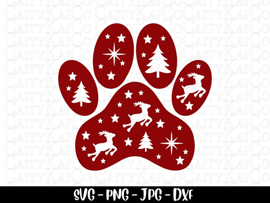 Christmas Dog Paw Print Svg, Christmas Dog Svg, Png, Jpg, Dxf, Pet ...