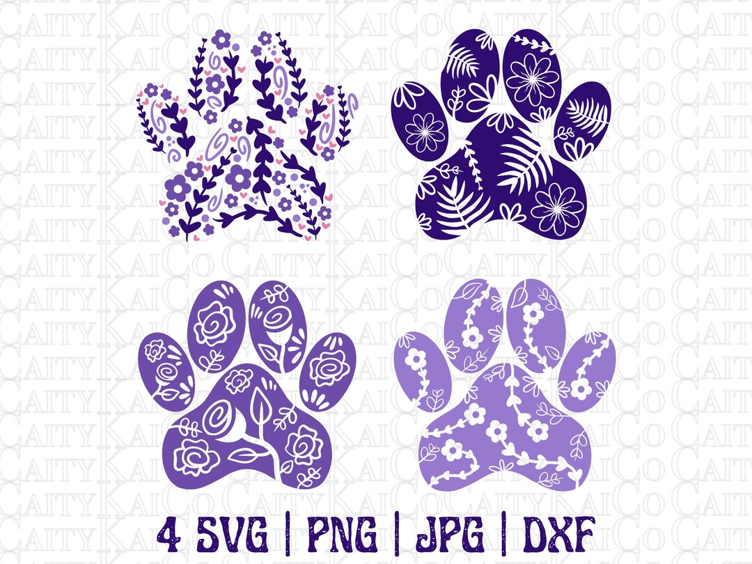 Floral Paw Print SVG Bundle, Flower Dog Svg, Pet Svg, Lavender ...