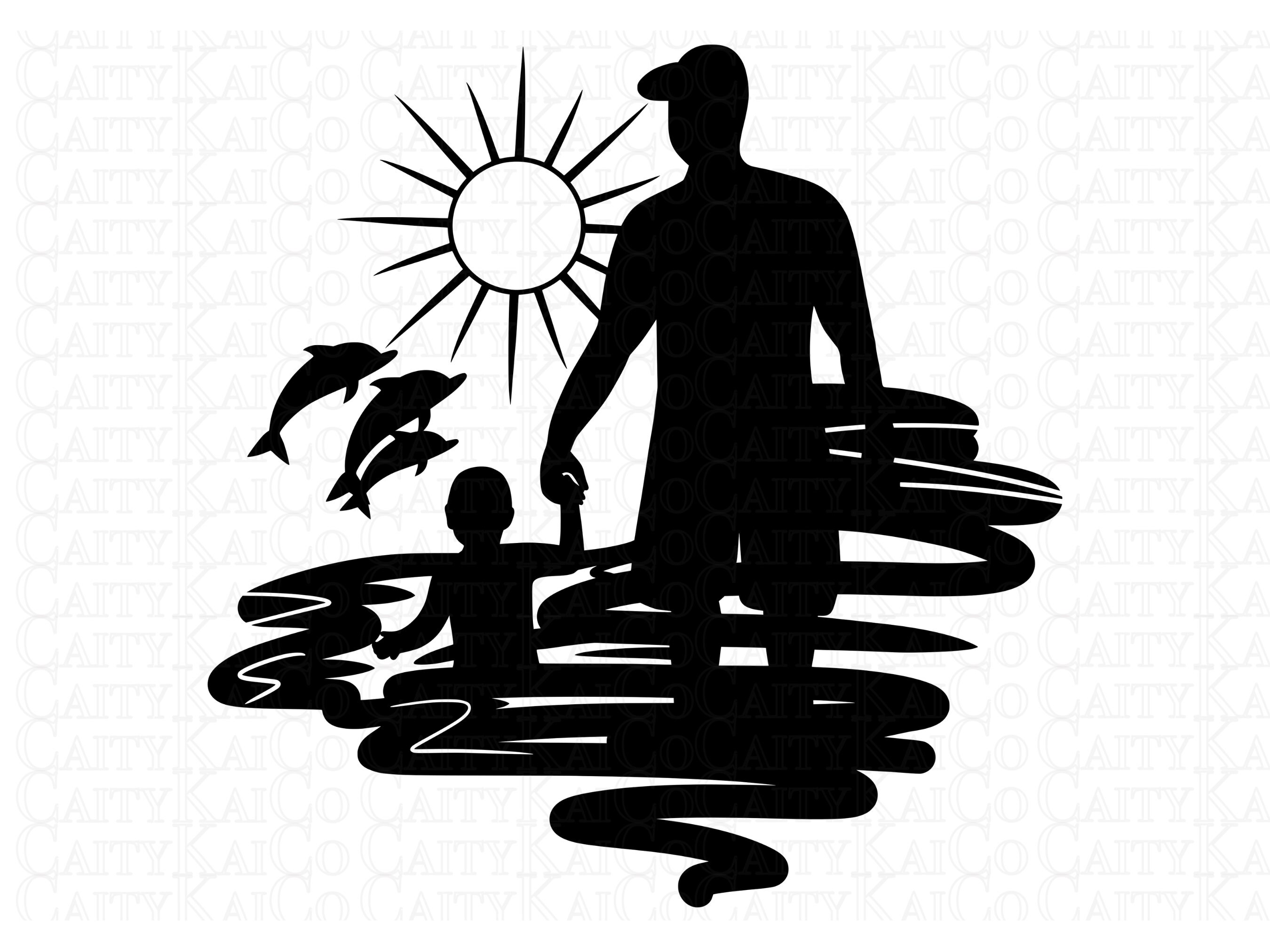 Fathers Day Beach Scene Svg Bundle of 2 Beach Svg Fathers - Etsy