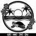Sea Turtle Svg, Tropical Island Beach Scene Svg, Sunset Palm Tree Beach ...