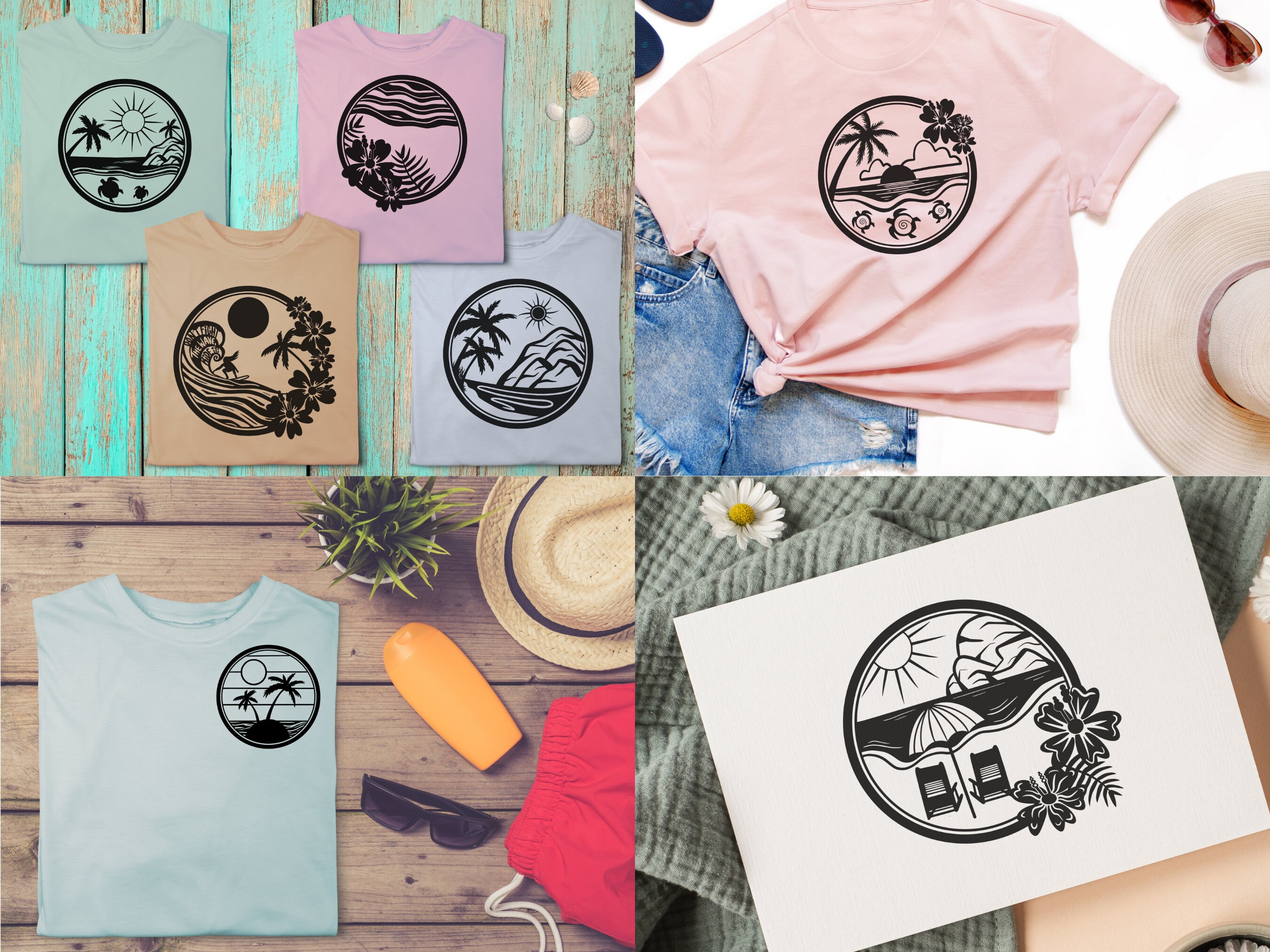 Tropical Beach Scene SVG Bundle of 12 Island Beach Svg Palm - Etsy ...