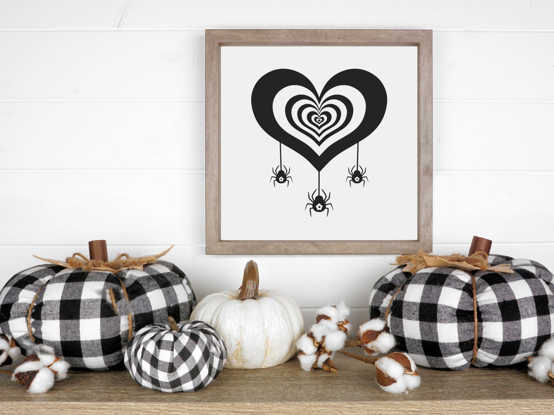 Retro Halloween Spider Svg, Groovy Spiral Heart Svg, Spooky Season Svg ...