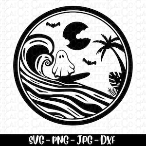 Ghost Beach Halloween Svg, Funny Surfing Ghost Svg, Spooky Surfer Svg ...